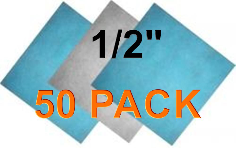 (50 Pack) 1/2" Polyester Filter Media Pads - Blue/White Furnace HVAC B ...